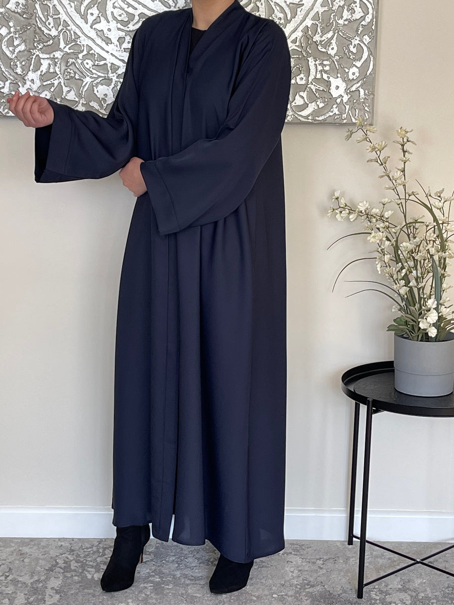 Wide Sleeve Navy Blue Open Abaya – AWRAH CLOTHING